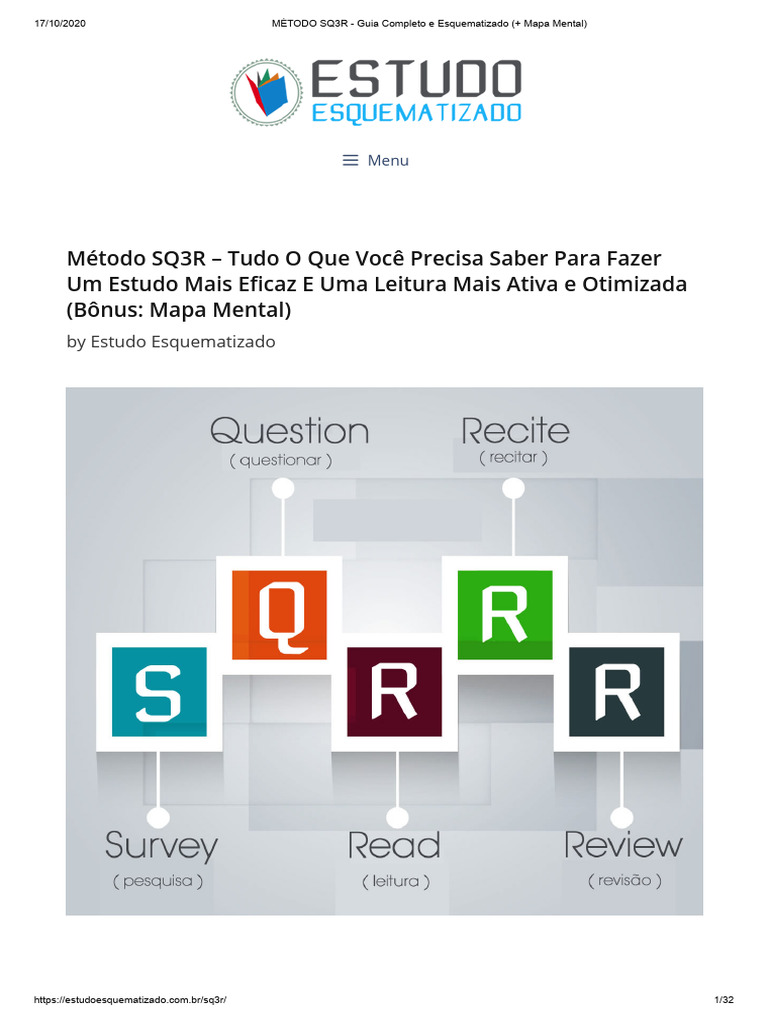 MÉTODO SQ3R - Guia Completo e Esquematizado | PDF | Aprendizado | Abstract (resumo)