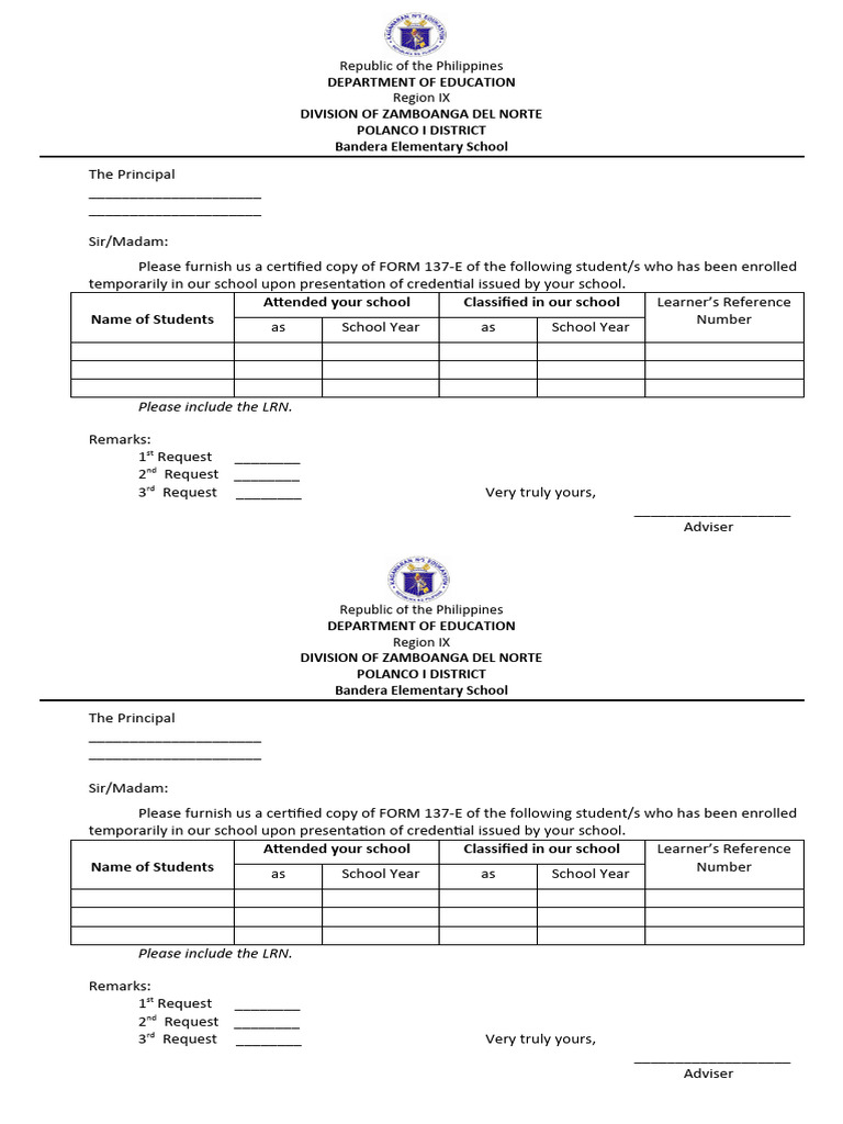 Request Form | PDF | Philippines