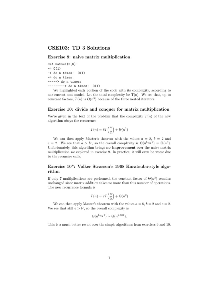 Matrix Multiplication Complexity Analysis | PDF | Algorithms And Data Structures | Algebra