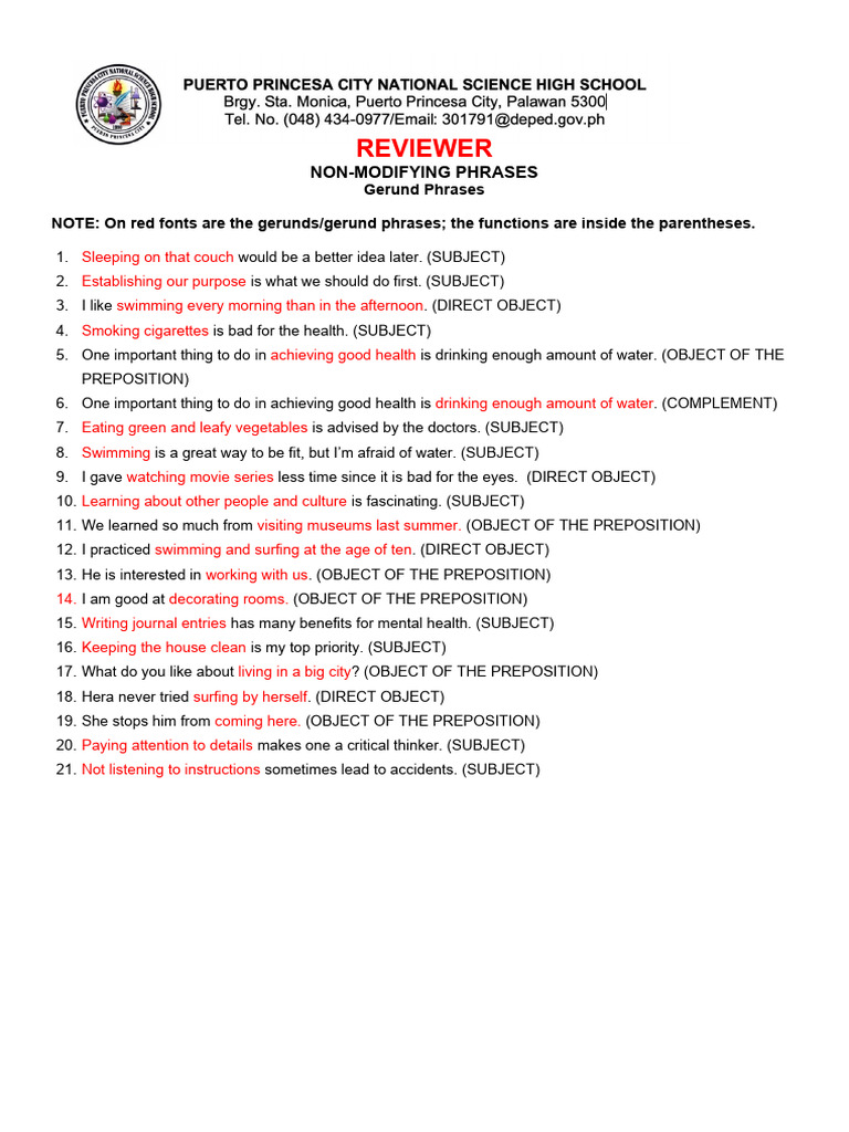 Gerund Revewer | PDF