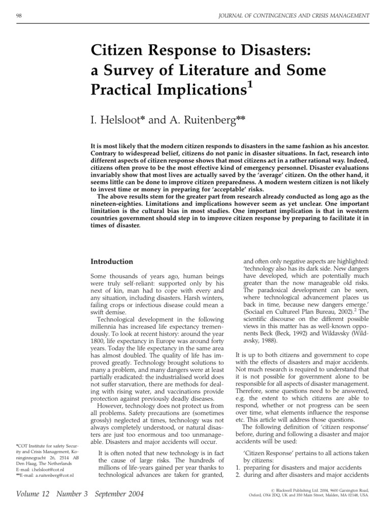 The Role of Community in Disaster Response | PDF | Risk | Decision Making