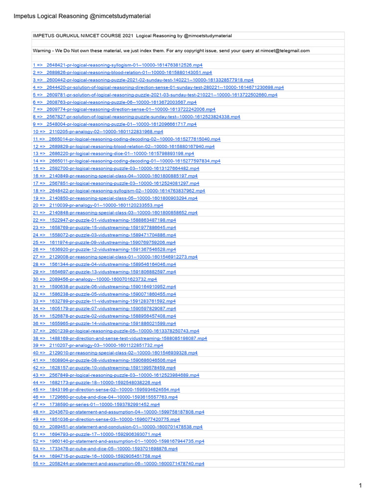 Impetus Logical Reasoning @nimcetstudymaterial | PDF | Data Management | Information Retrieval
