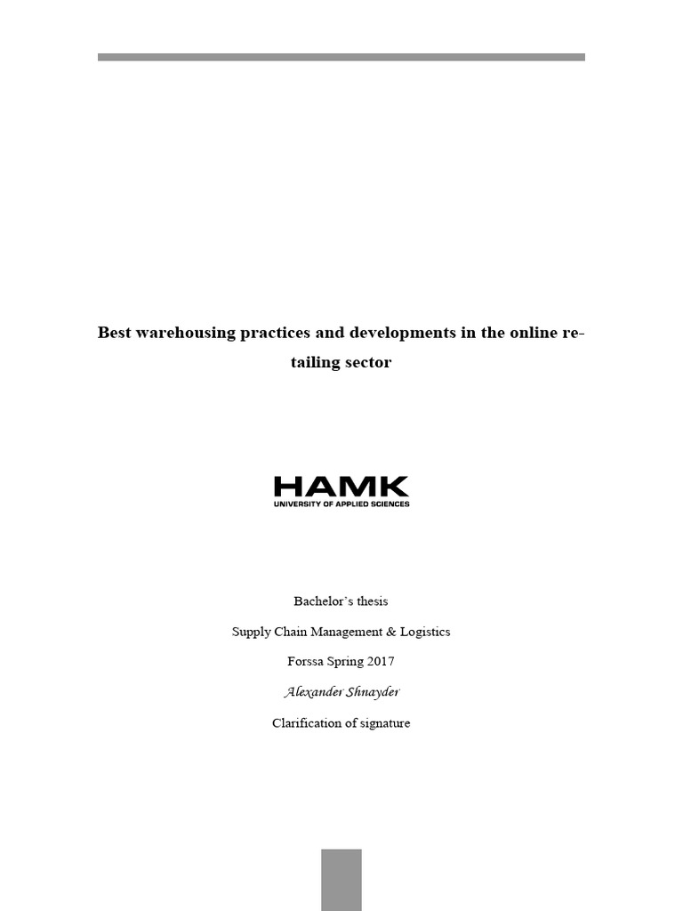Thesis. Alexander Shnayder | PDF | Warehouse | Online Shopping