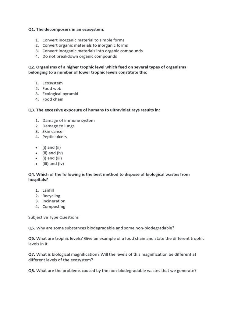 Our Environment Work Sheet | PDF | Biodegradation | Ecosystem