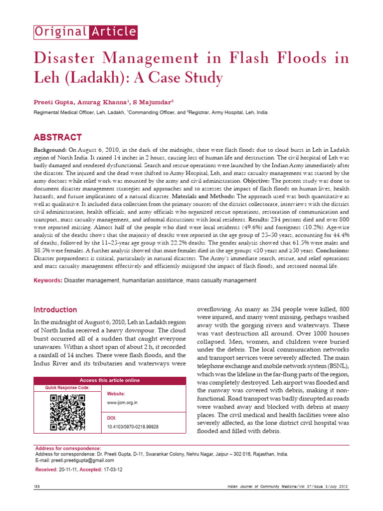 Disaster Management in Flash Floods in | PDF | Flood | Emergency Management