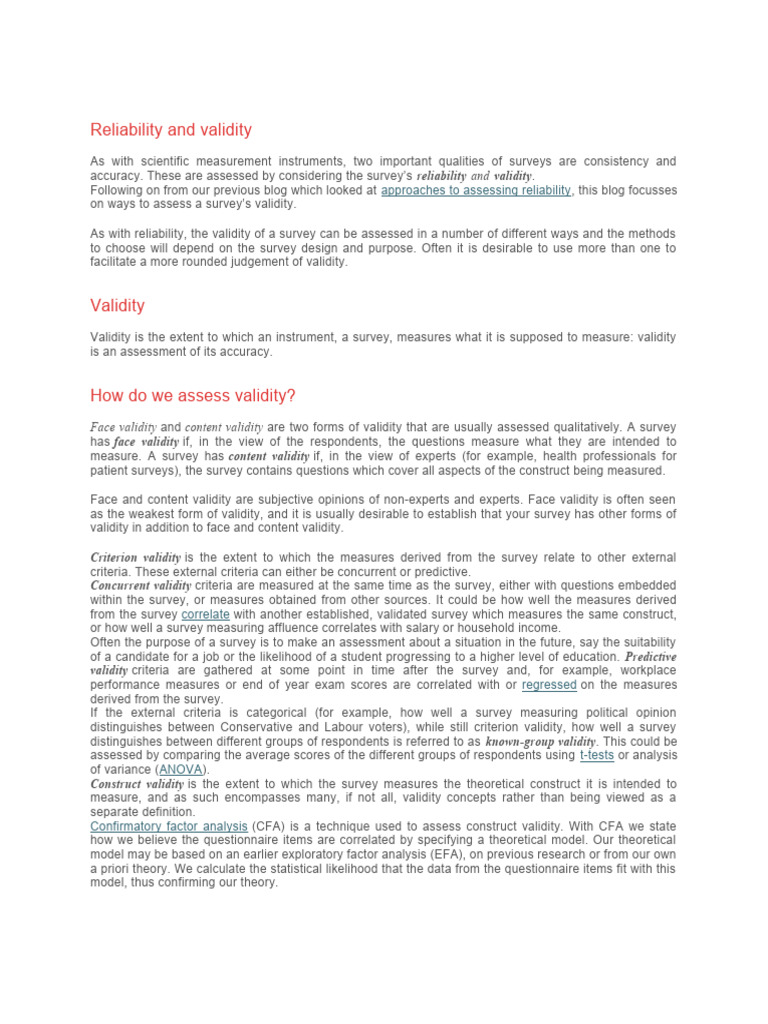 Questionnaires | PDF | Validity (Statistics) | Survey Methodology