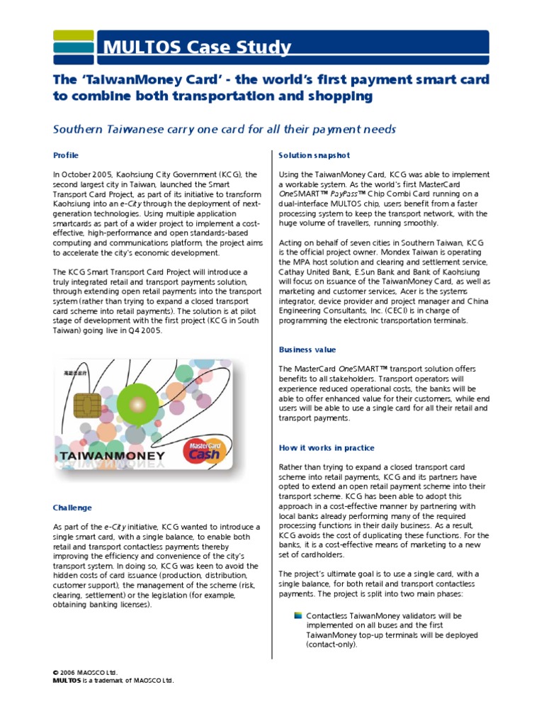 MULTOS Case Study | PDF | Master Card | Smart Card