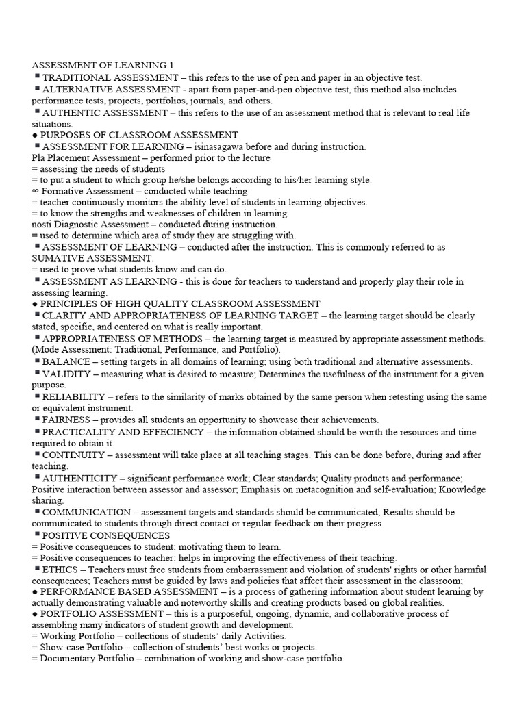 Gen Ed Prof Ed Key Points | PDF | Educational Assessment | Rubric (Academic)