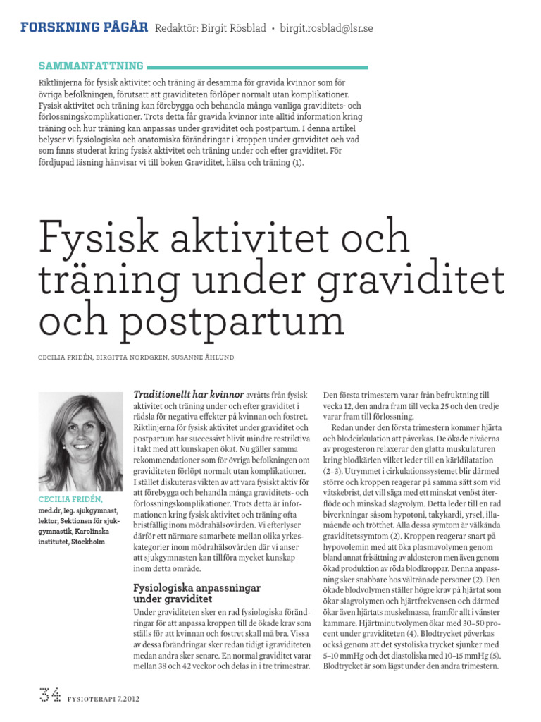 Fysisk Träning Vid Graviditet | PDF