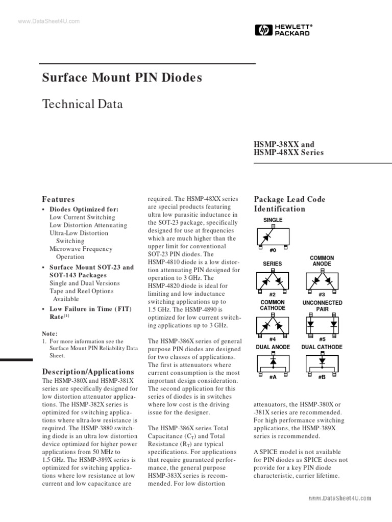 HSMP-3800 Agilent | PDF | Diode | Capacitor