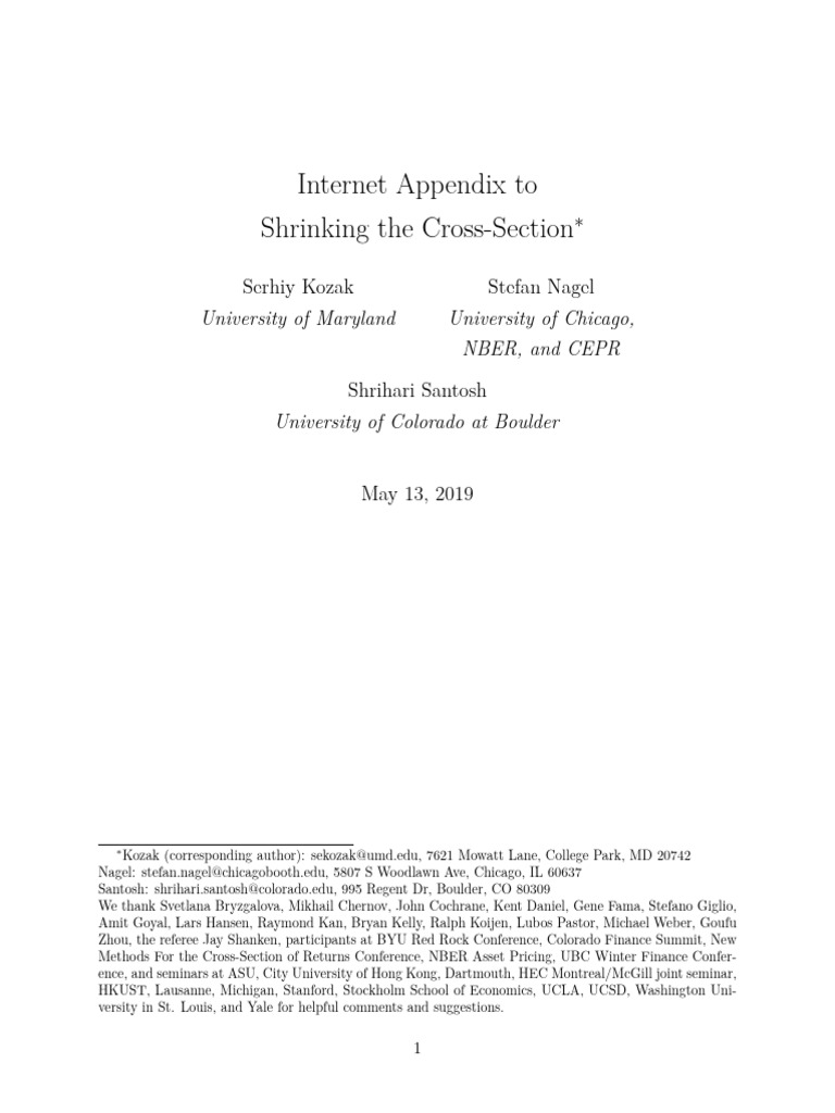 SCS JFE Internet Appendix | PDF | Variance | Covariance Matrix