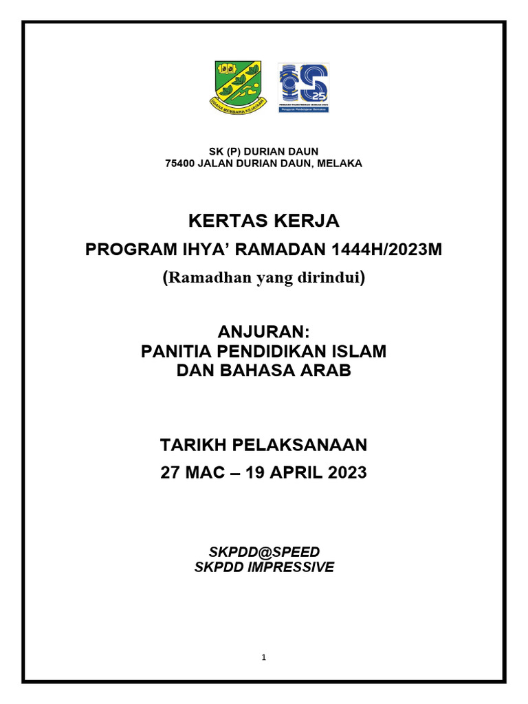 Kertas Kerja Ihya Ramadan 2023 | PDF