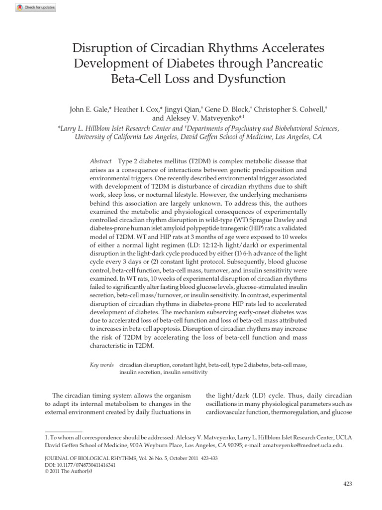 Gale Et Al 2011 Disruption of Circadian Rhythms Accelerates Development ...