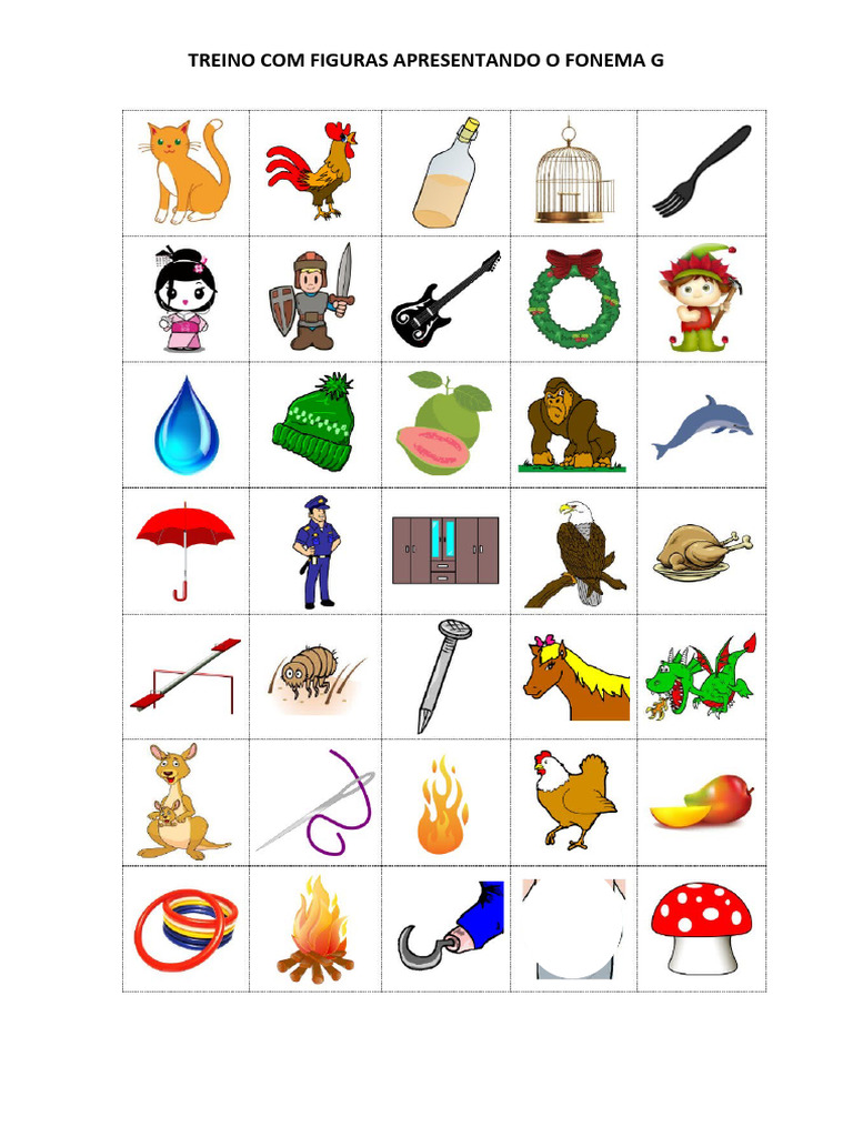 Treino Com Figuras Apresentando o Fonema G | PDF