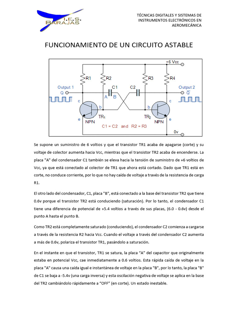 Funcionamiento Circuito Astable | PDF | Transistor | voltaje