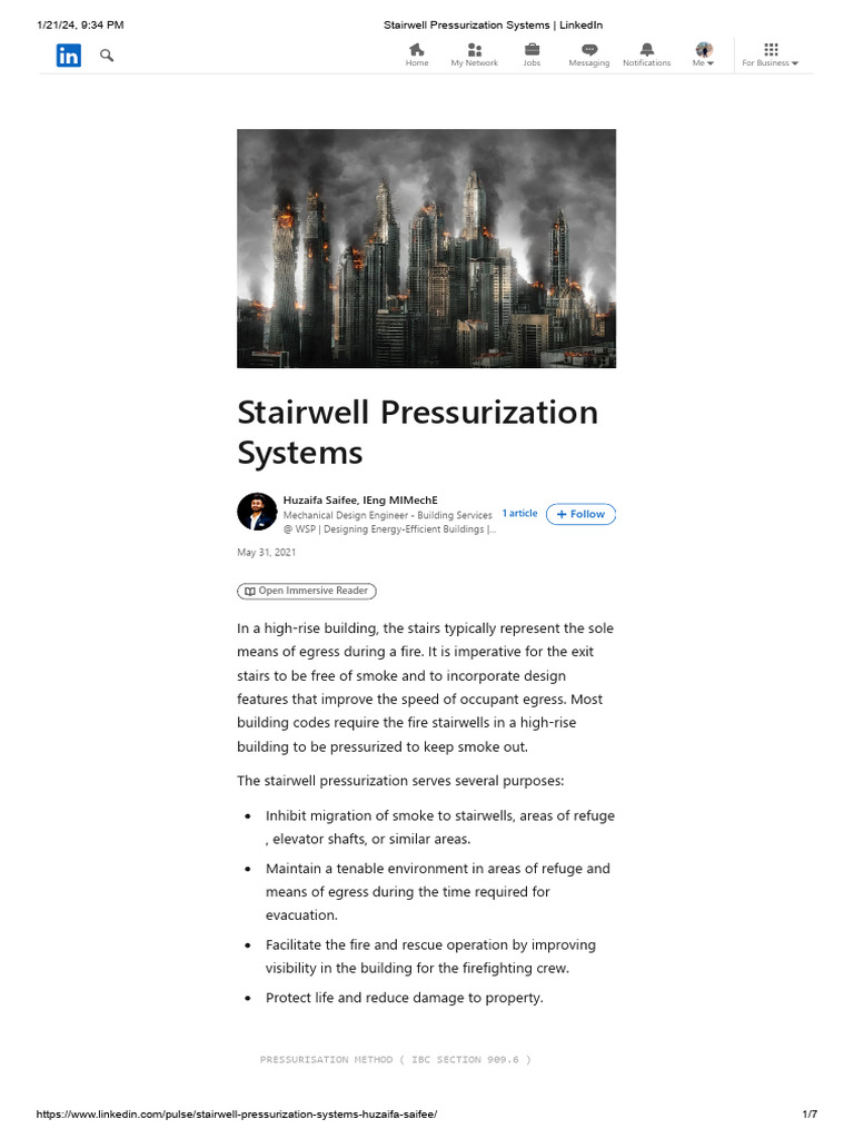 Stairwell Pressurization Systems Explained | PDF | Duct (Flow) | Stairs