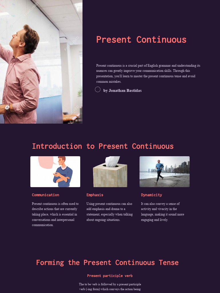 Present Continuous Jonathan Bastidas | PDF | Verb | Syntax