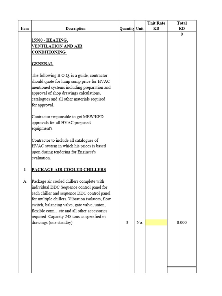 Unit Rate Total: Item Description Quantity Unit KD KD | PDF