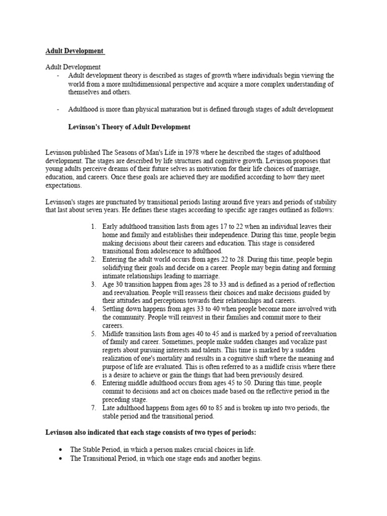 Adult Development | PDF | Adolescence | Social Psychology