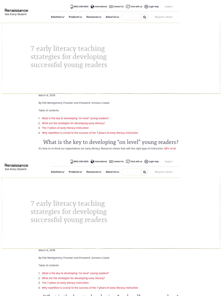 7 Pillars of Developing Early Literacy | PDF | Phonics | Syllable