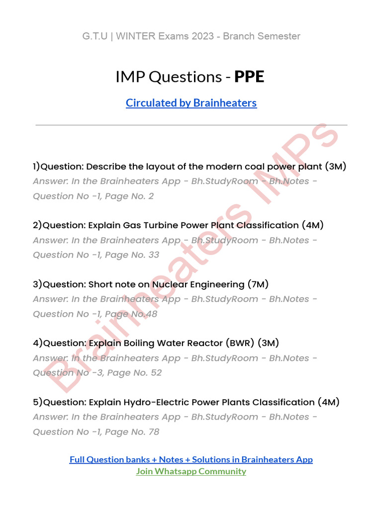 PPE - Mech END Sem7 IMPs | PDF | Power Station | Nuclear Reactor