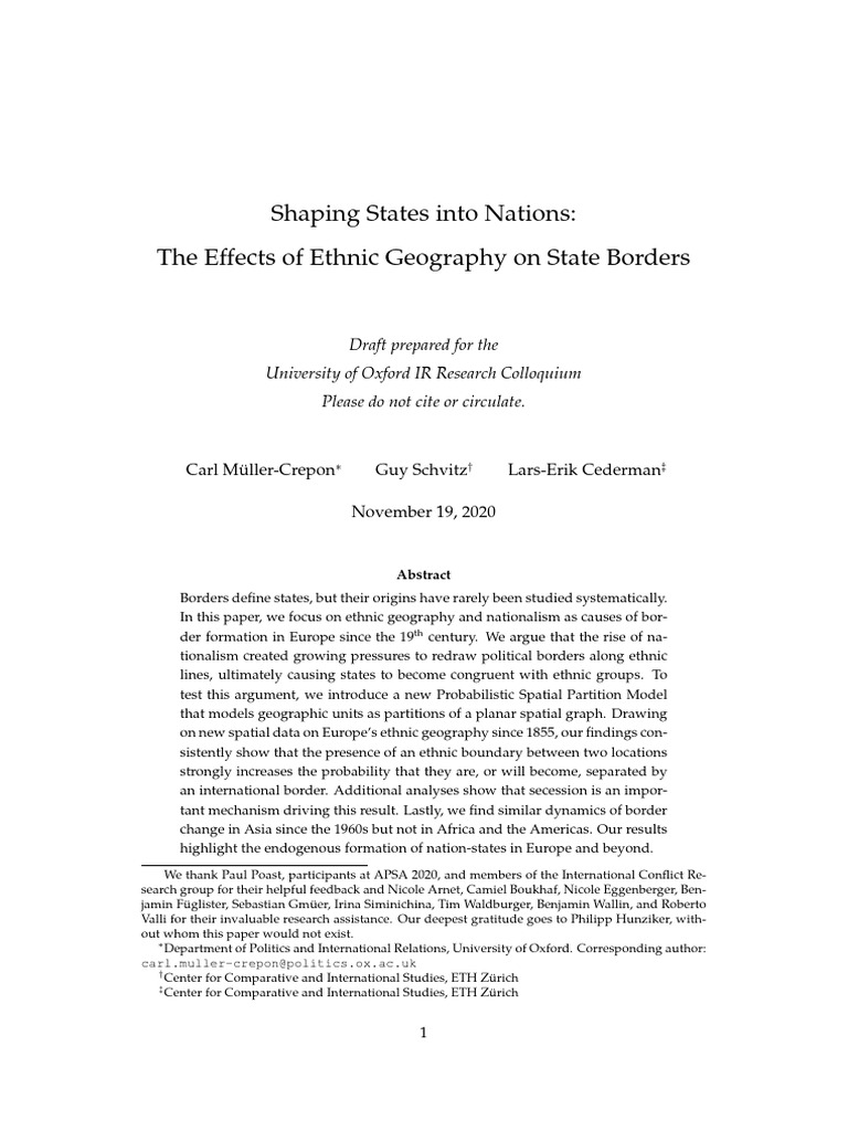 Shaping States Into Nations The Effects of Ethnic Geography On State ...