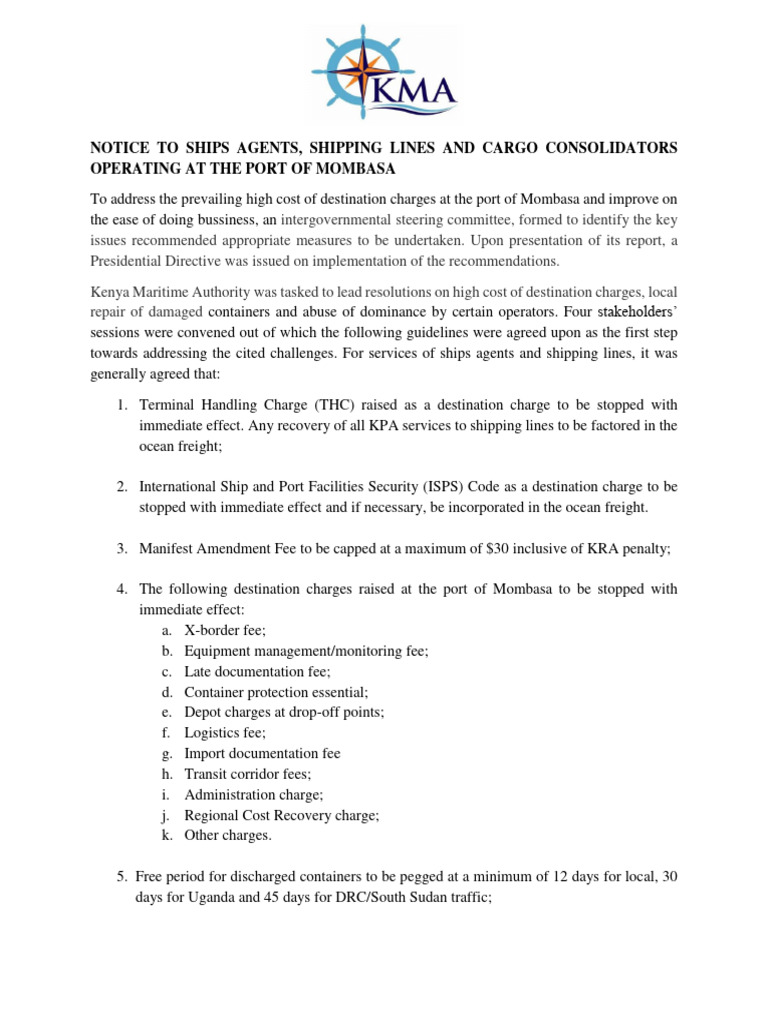 NOTICE TO SHIPS AGENTS,1 SHIPPING LINES AND CARGO CONSOLIDATORS ...