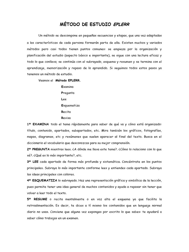 Método de Estudio Eplerr | PDF