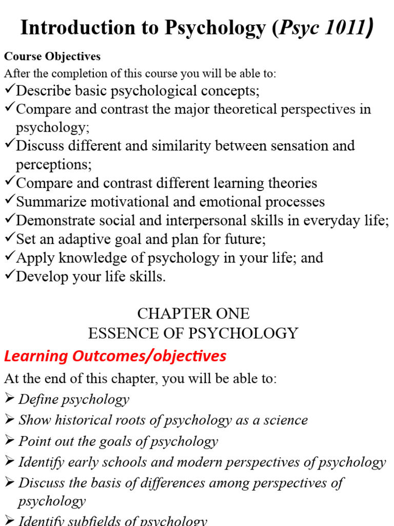 Introduction to Psychology: Chapter 1 | PDF | Perception | Psychology