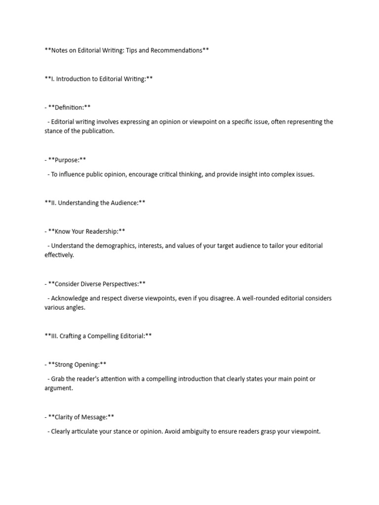 Editorial Writing - Notes - Tips | PDF | Critical Thinking | Human ...