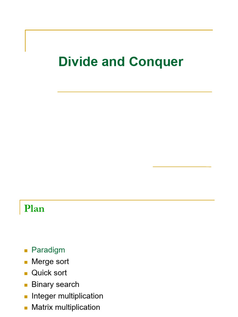 Divide and conquer | PDF | Mathematical Analysis | Mathematics Of Computing