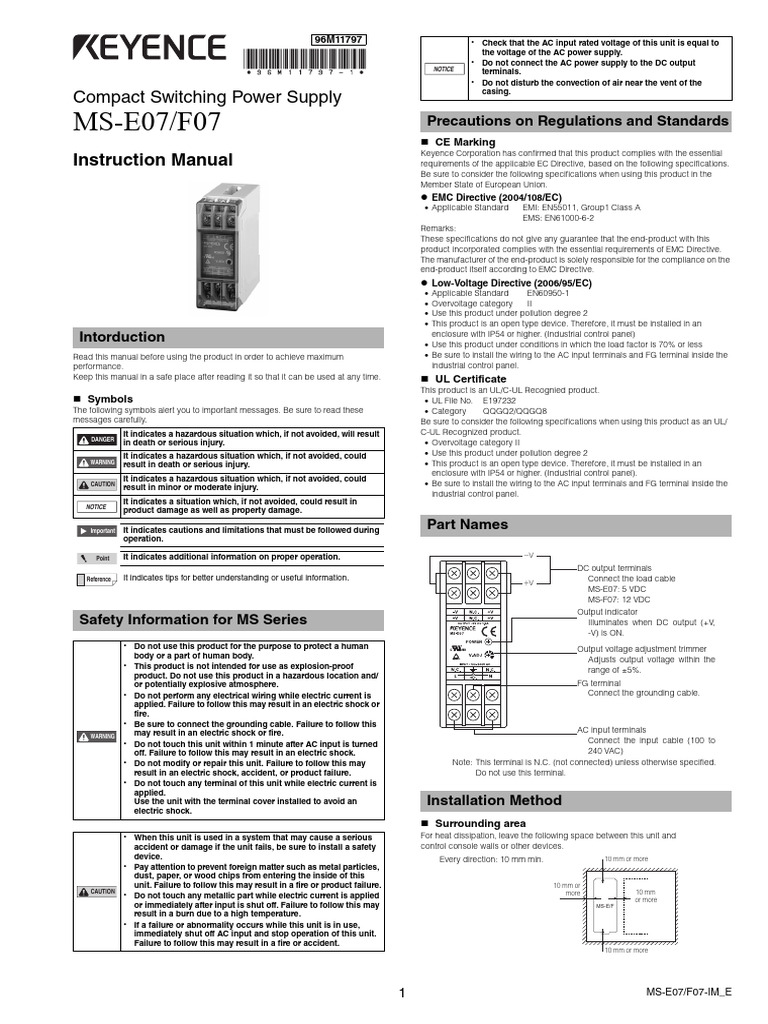 MS-E07/F07: Instruction Manual | PDF