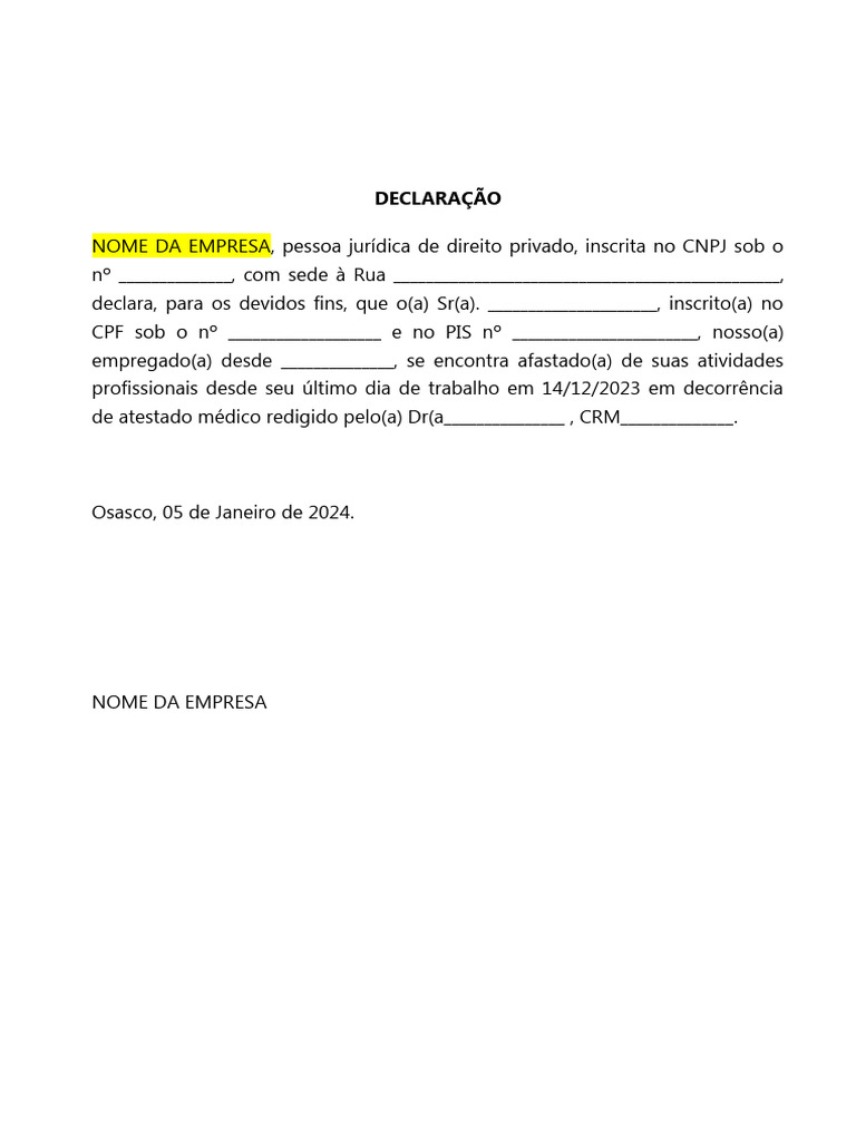 Modelo - Carta Ultimo Dia Trabalho | PDF Modelo - Carta Ultimo Dia Trabalho | PDF
