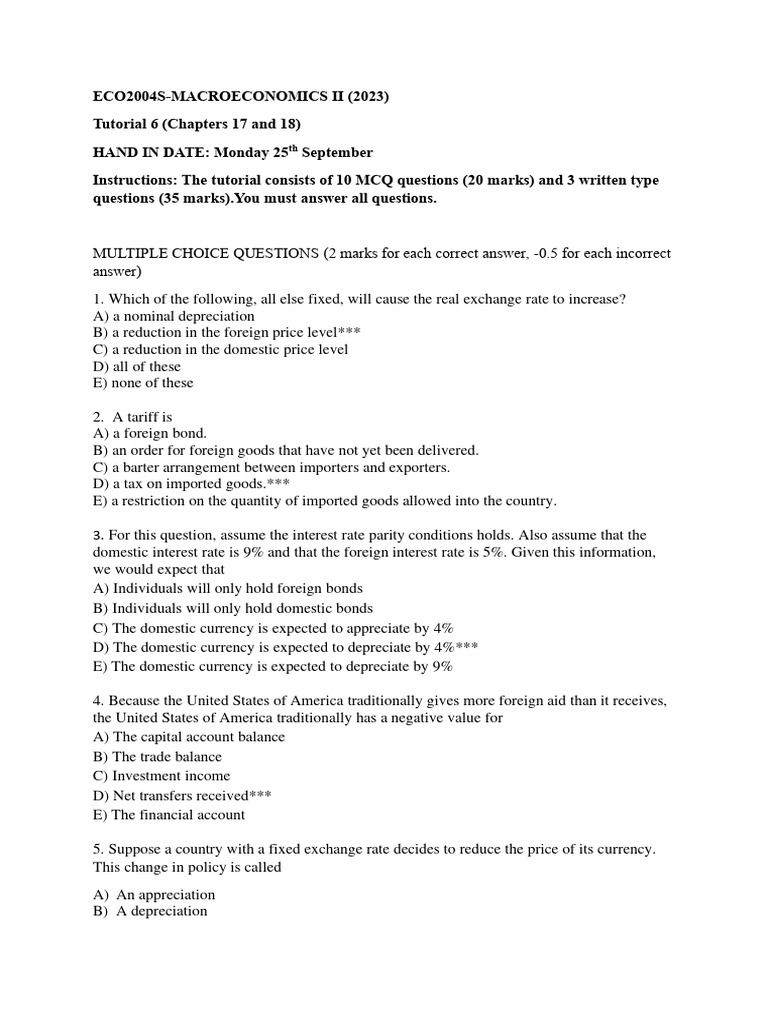 Tutorial 6 Solution | PDF | Exchange Rate | Currency Appreciation And ...