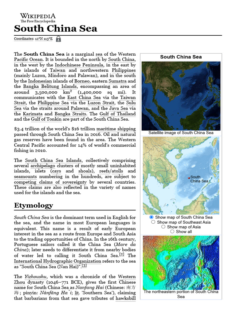 South China Sea - Wikipedia | PDF | South China Sea