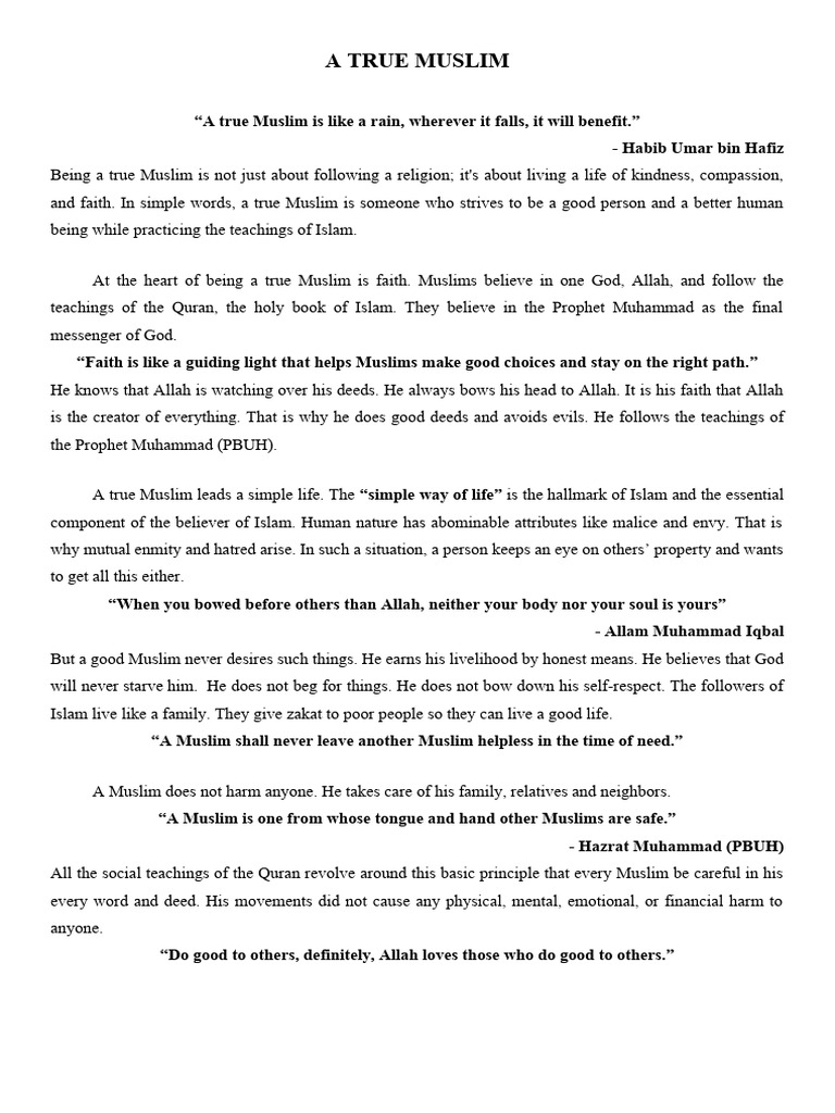 A True Muslim | PDF | Compassion | Muhammad