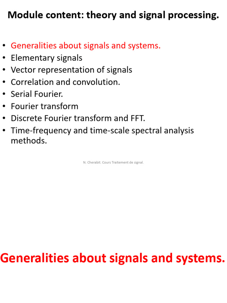 Course 1 : Generalities about signals and systems | PDF | Electronics | Telecommunications ...