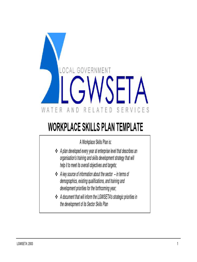 LGWSETA Workplace Skills Plan Template | PDF | Employment | Business