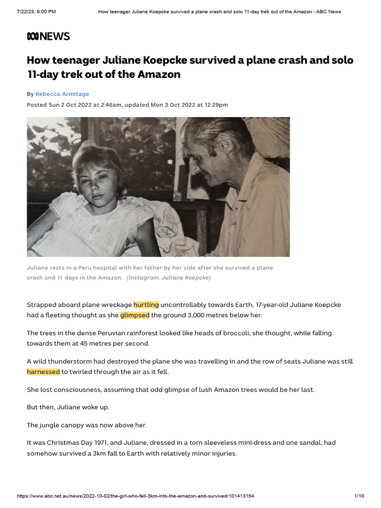 Article 4 - How Teenager Juliane Koepcke Survived A Plane Crash and ...
