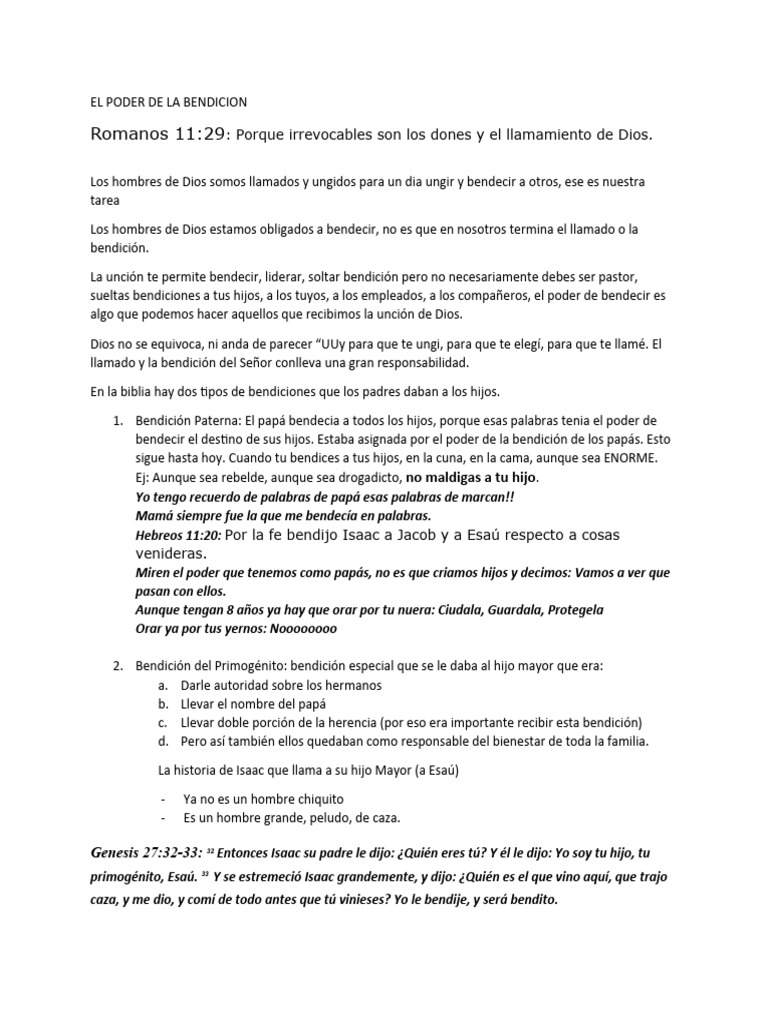 El Poder De La Bendicion Pdf Bendición Jacob
