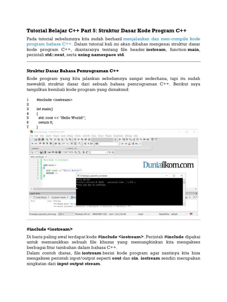 Part 5 - Struktur Dasar Kode Program C++ | PDF