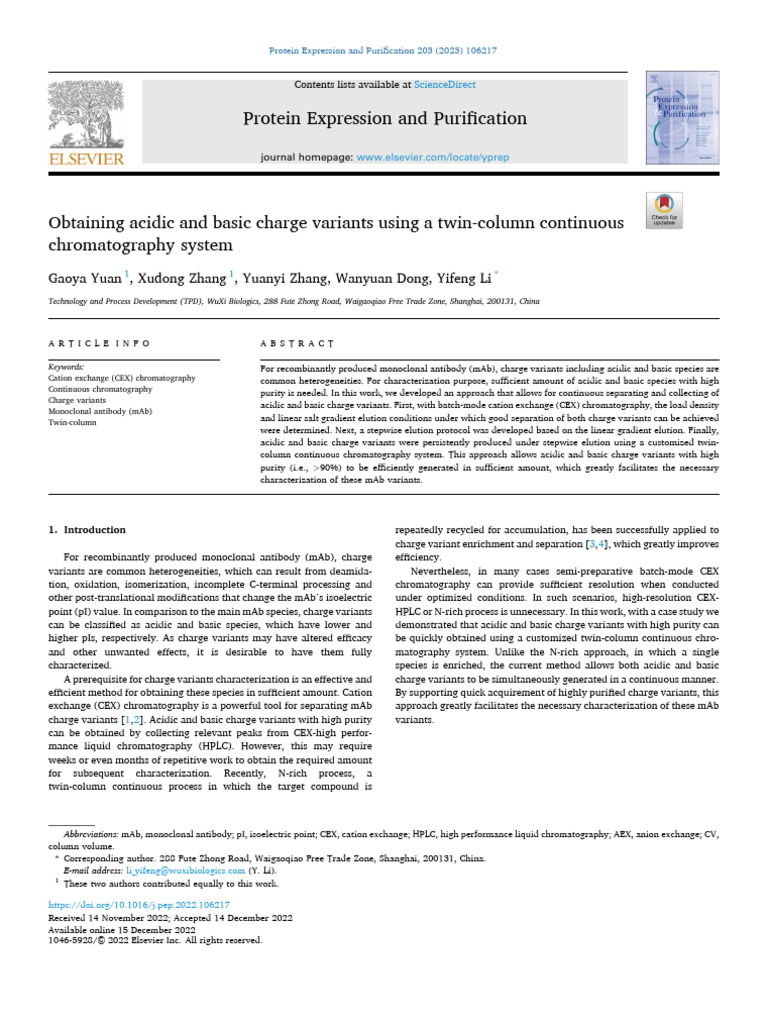 mAb Charge Variant Separation | PDF | Monoclonal Antibody | Chromatography