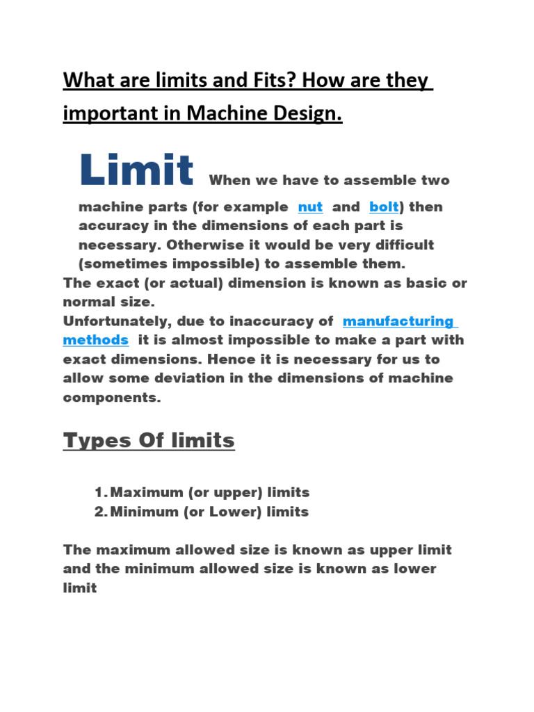 What Are Limits And Fits Pdf