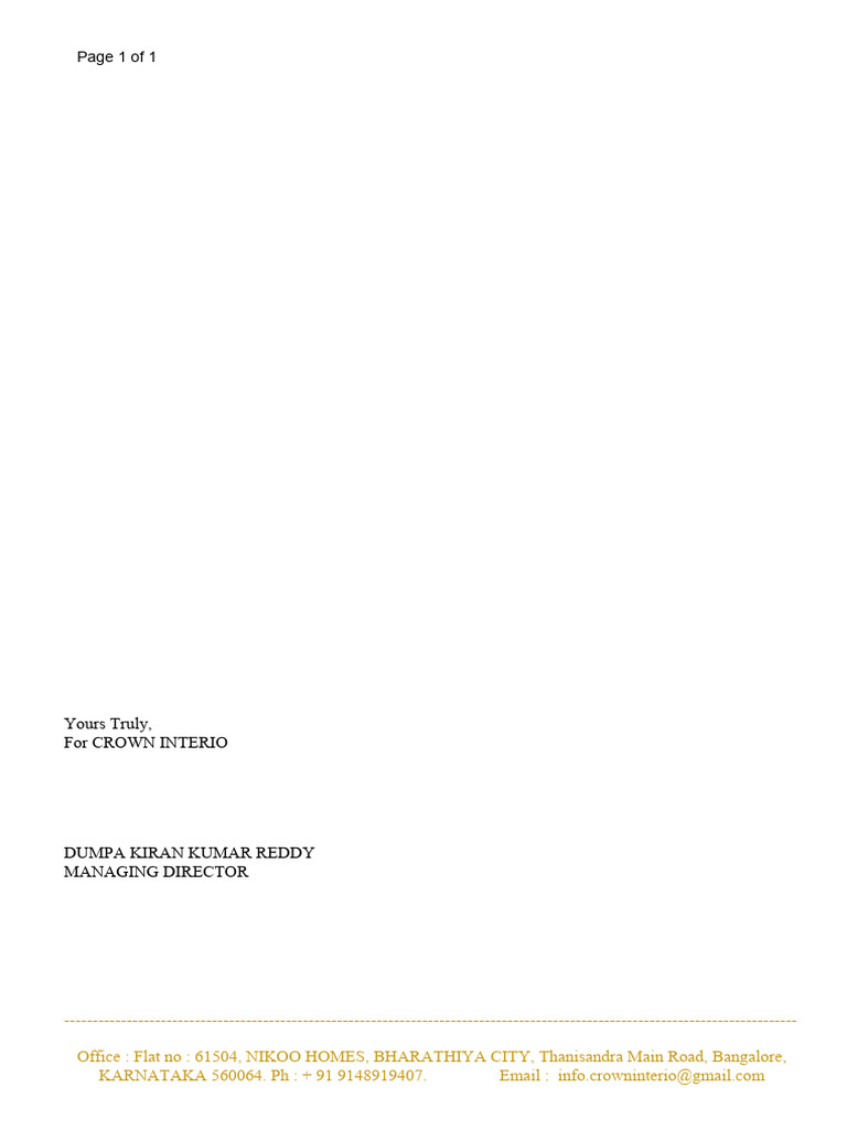 Bill of Interior Work Contract | PDF