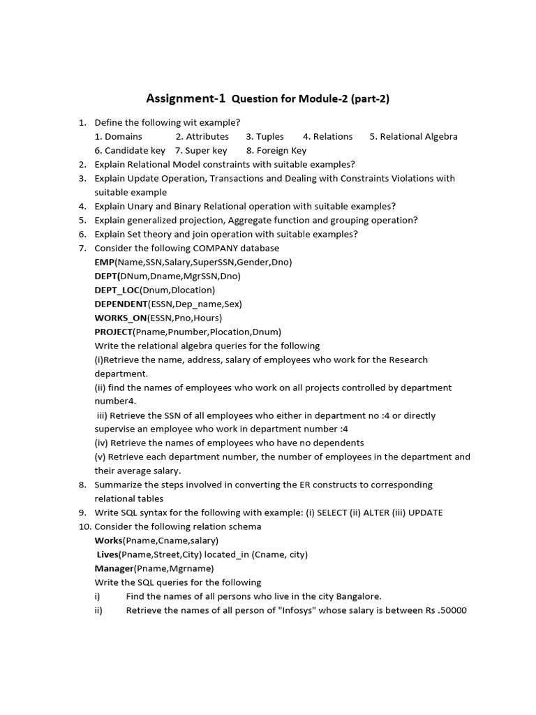 Assignment-1 Module 2 | PDF | Relational Model | Data Management