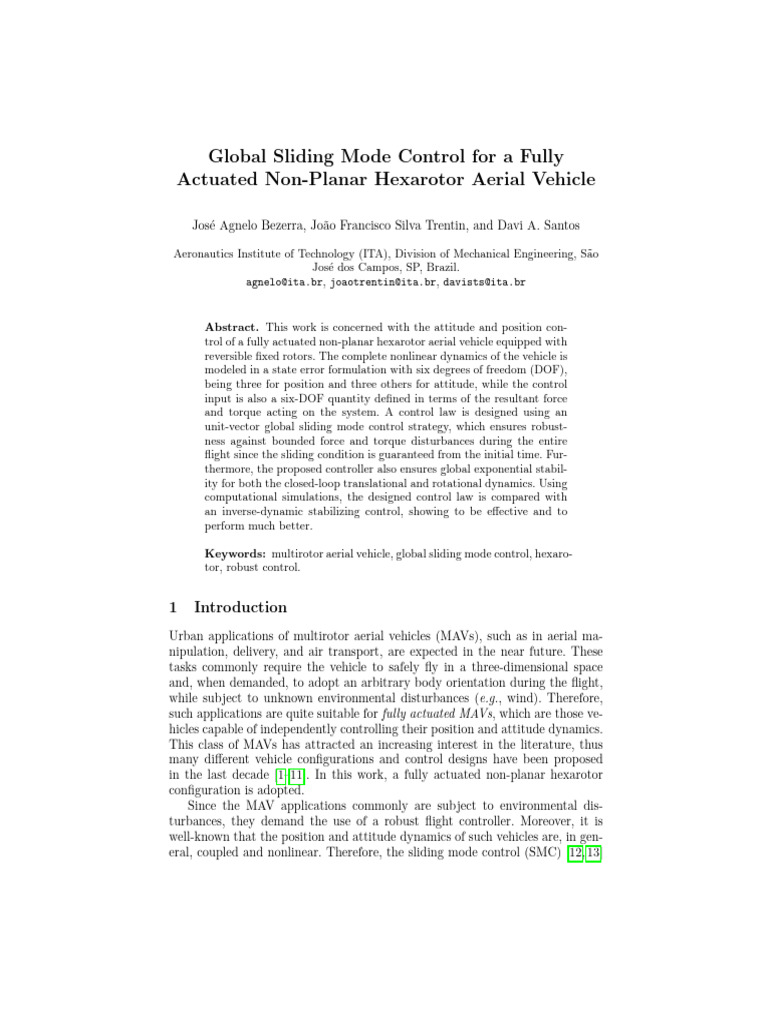 CON231-Global Sliding Mode Control For A Fully Actuated Non-Planar Hexarotor Aerial Vehicle ...