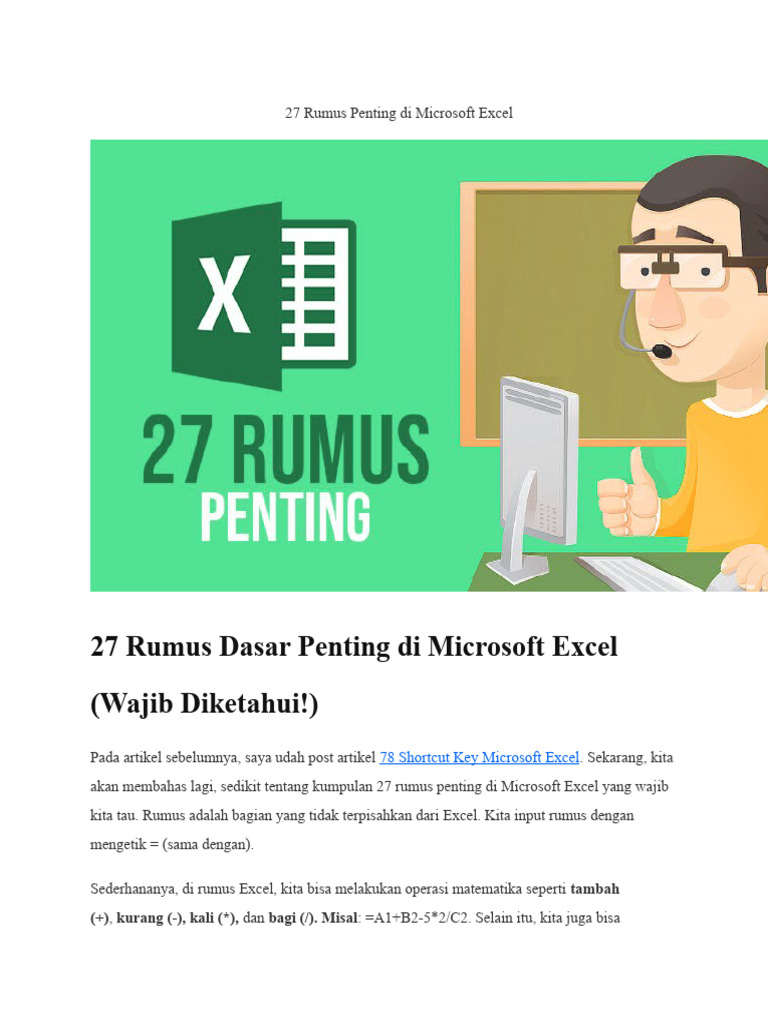27 Rumus Penting Microsoft Excel | PDF