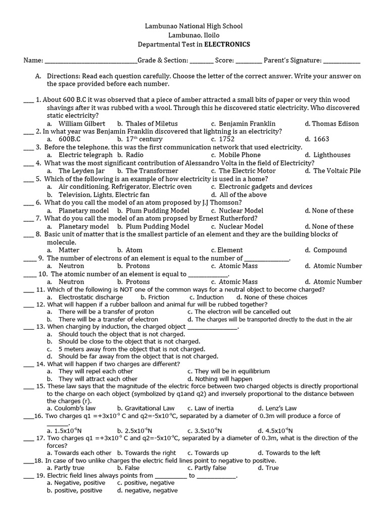 Dep Electronics | PDF | Electric Charge | Electricity
