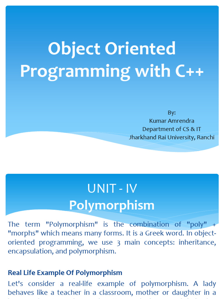 UNIT4 Object Oriented Programming | PDF