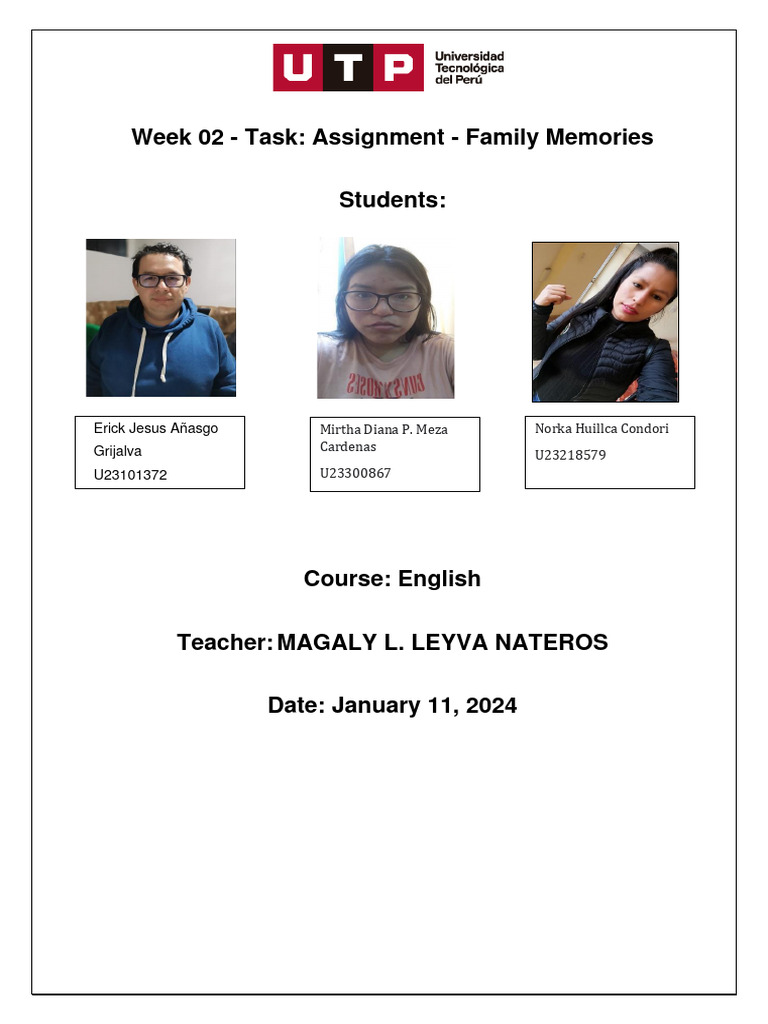 Week 02 - Task Assignment - Family Memories | PDF | Learning | Linguistics